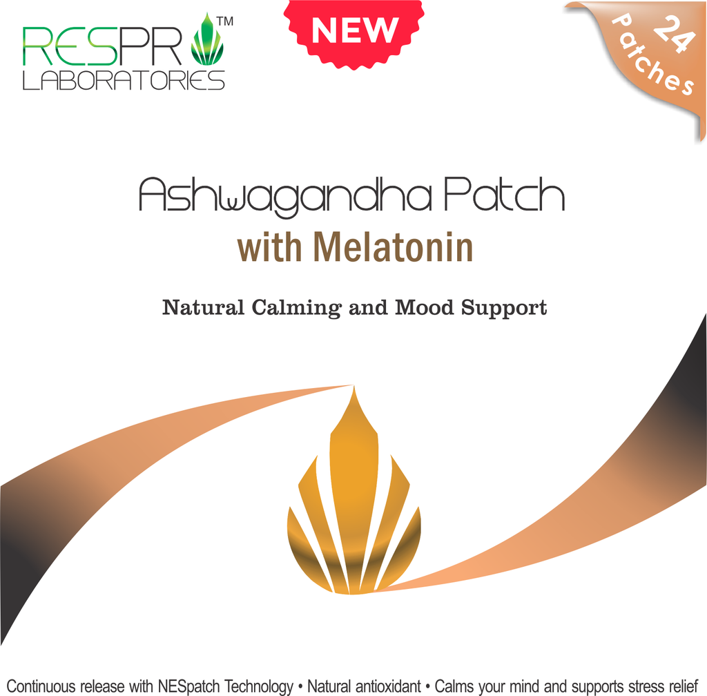 Respro Labs Natural Ashwagandha Patch with Melatonin, Continuous Relea